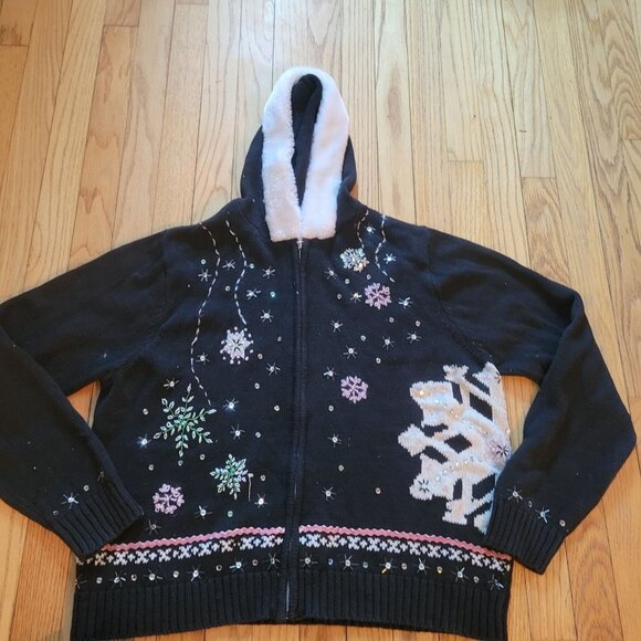 Reference Point | Sweaters | Reference Point Snowflake Knit Zipup ...